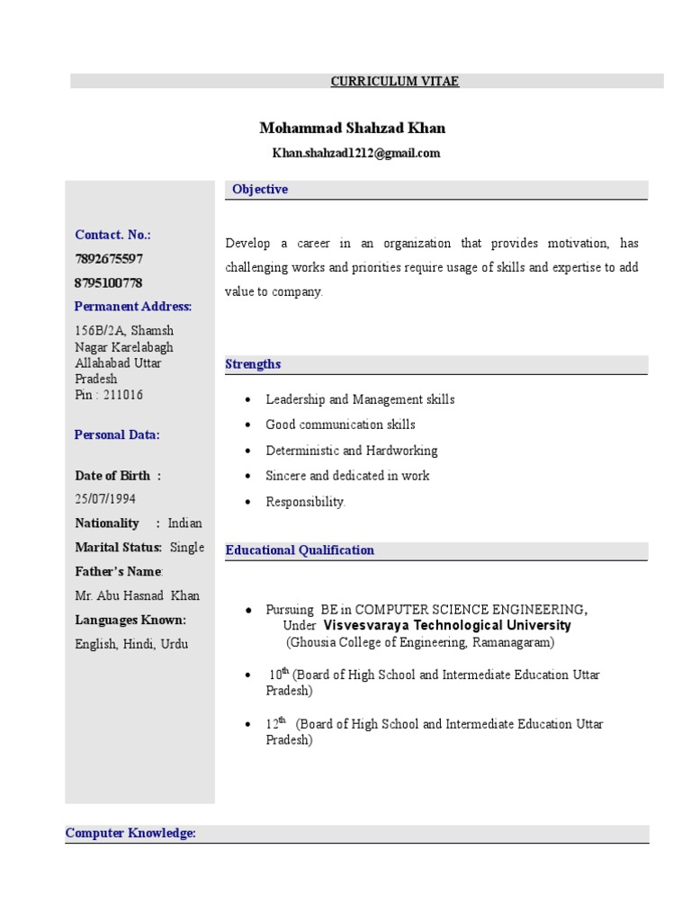 Shahzad CV | PDF