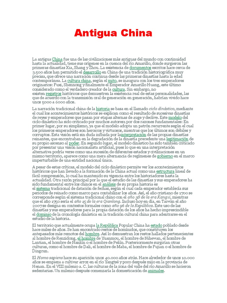 Antigua China | PDF | Historia de china | China