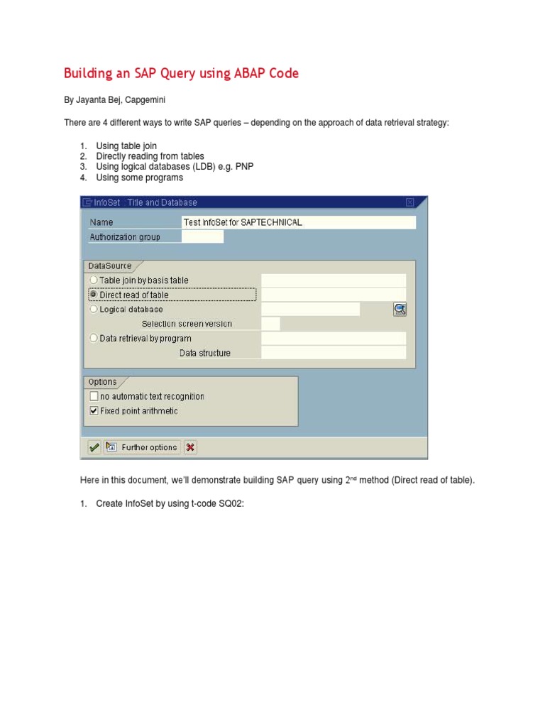 Building An SAP Query Using ABAP Code | PDF | Computer Engineering | Information Science