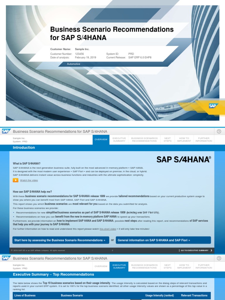 BSR For S4HANA 1809 Customer Sample Report PDF | PDF | Sap Se | Data ...