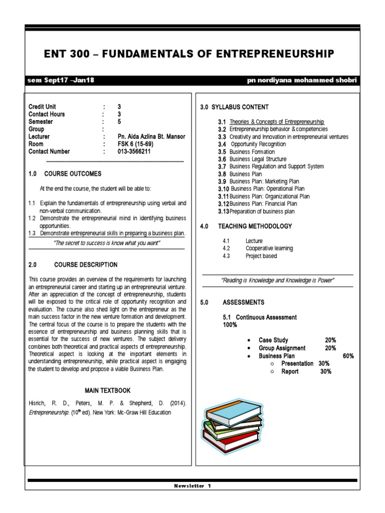ENT300 Syllabus | PDF | Business Plan | Entrepreneurship