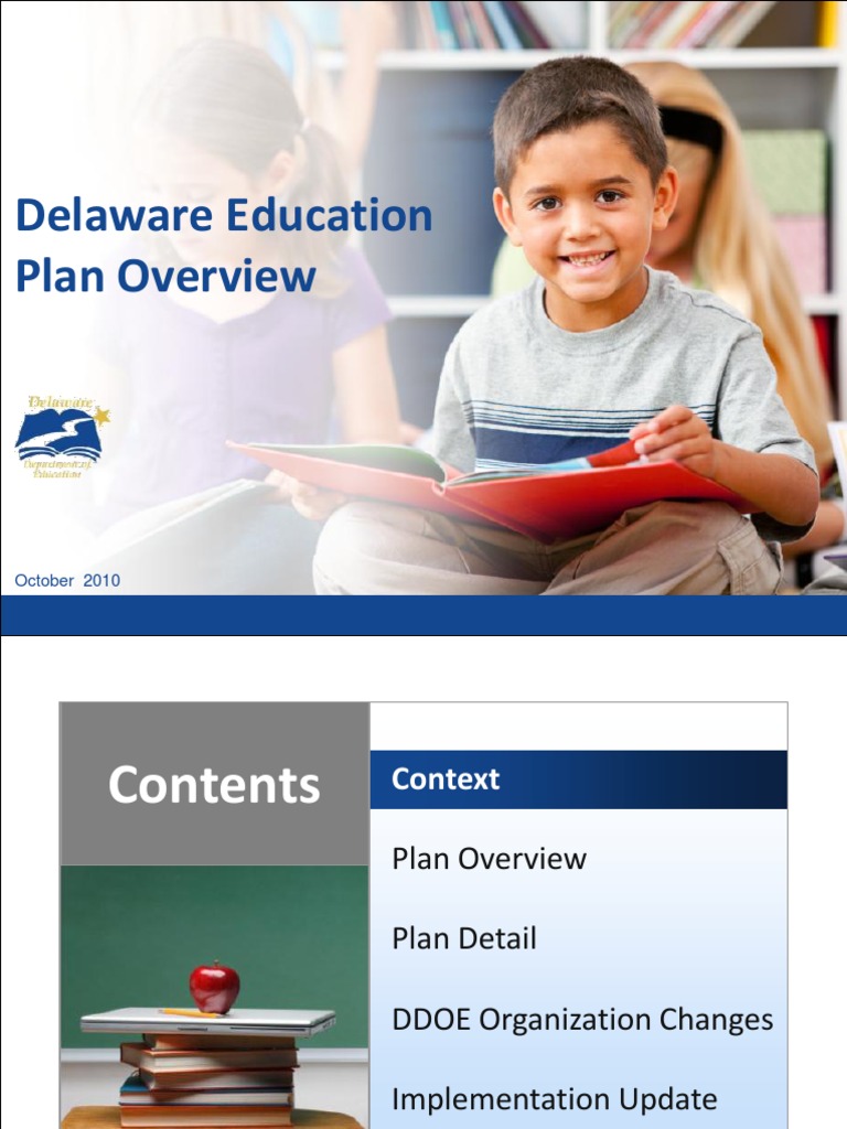 Delaware Education Plan Overview: October 2010 | PDF | Common Core ...