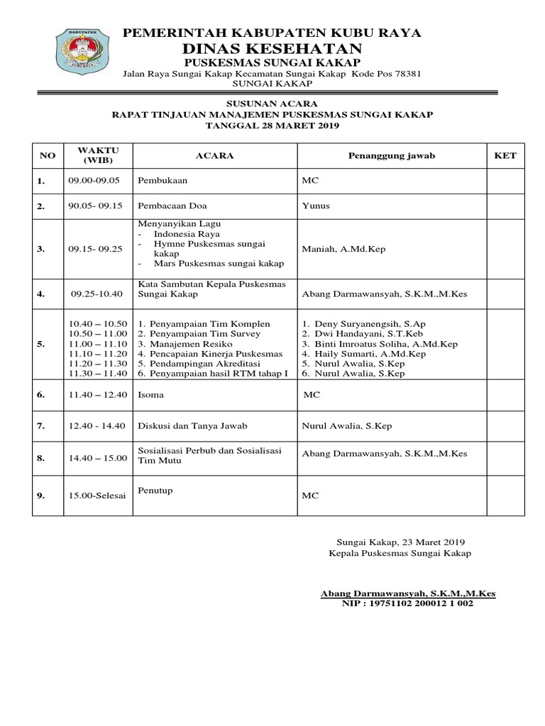 Susunan Acara RTM | PDF