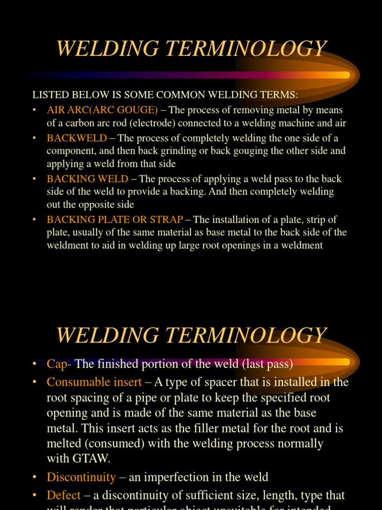 Welding Terminology: Air Arc (Arc Gouge) Backweld | PDF | Welding ...