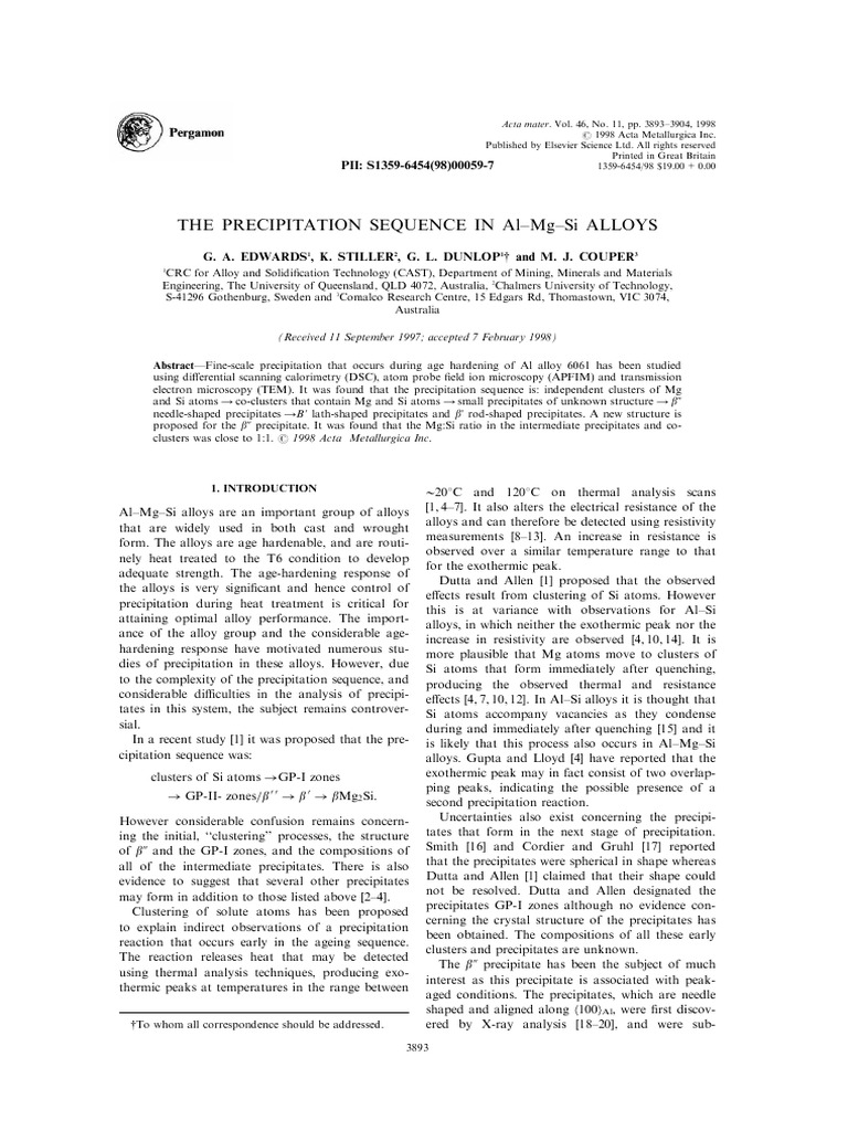 Aluminium 6xxx | PDF | Differential Scanning Calorimetry | Transmission ...
