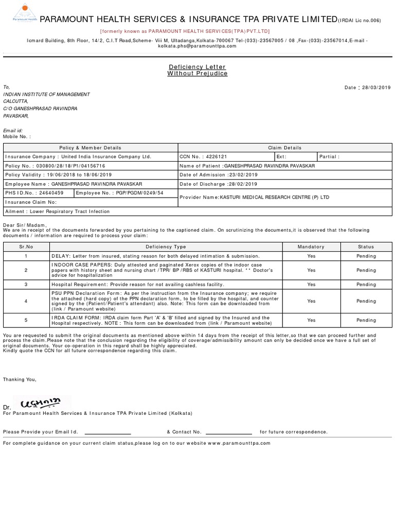 Deficiency Letter | PDF | Hospital | Health Care