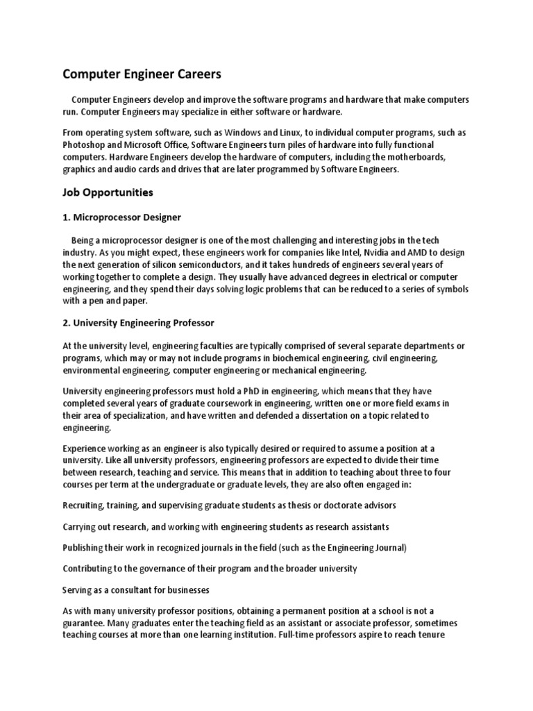 Computer Engineer Careers | PDF | Programmer | Computer Program
