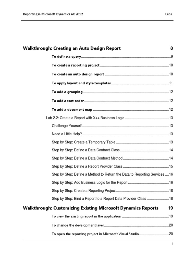 AX 2012 Reporting Appendix B - Labs | PDF | Microsoft Visual Studio ...