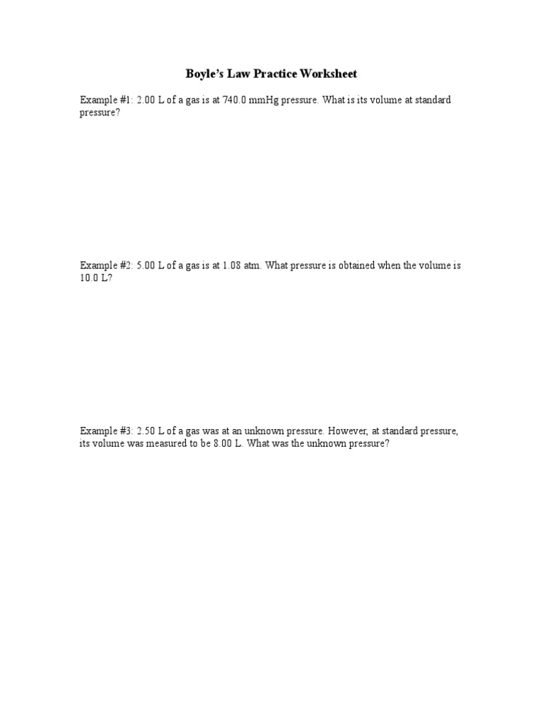 Boyles Law Practice Worksheet | PDF