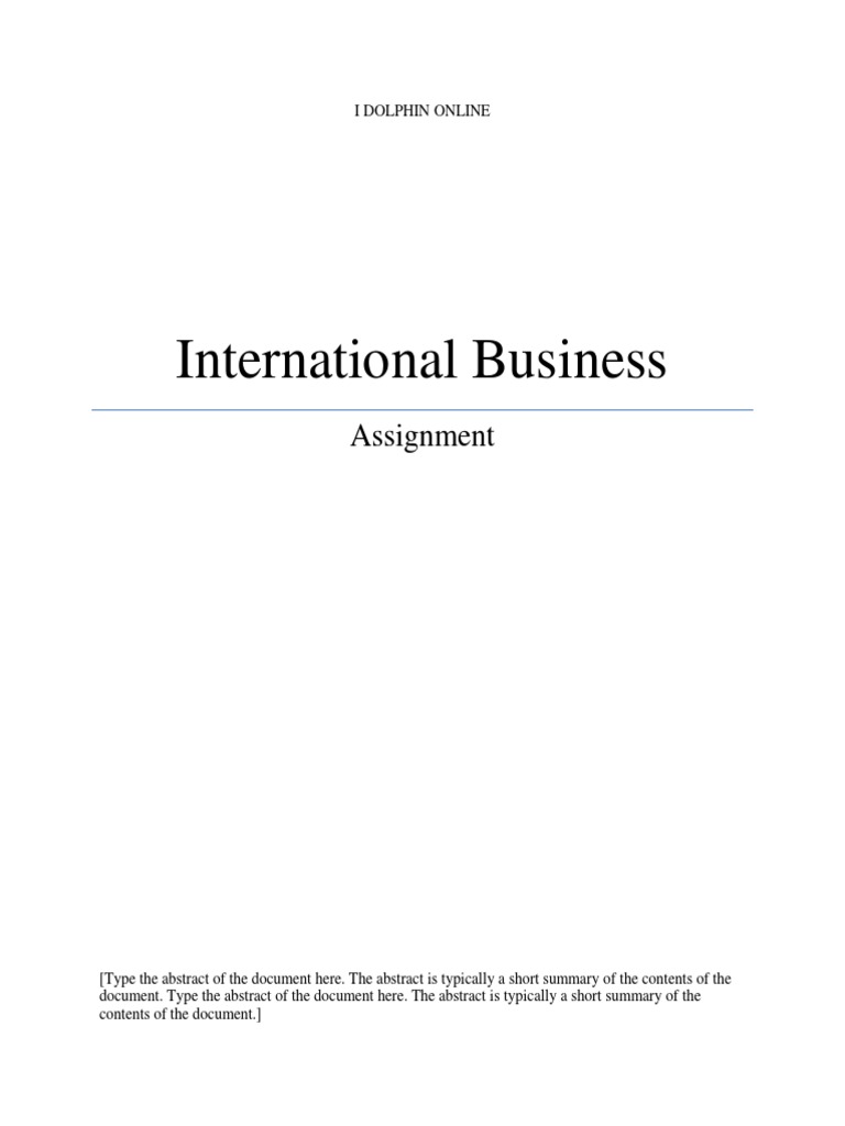 International Business: Assignment | PDF | Globalization ...
