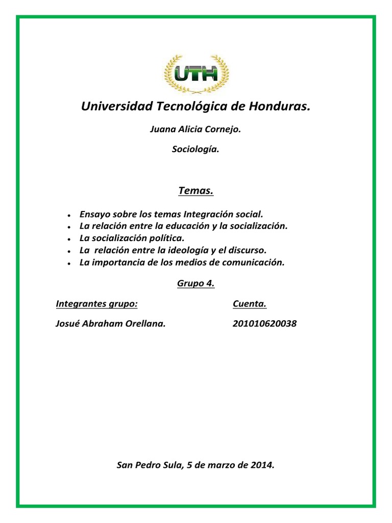 Tarea Grpal Sociologia | PDF | Sociedad | Invalidez