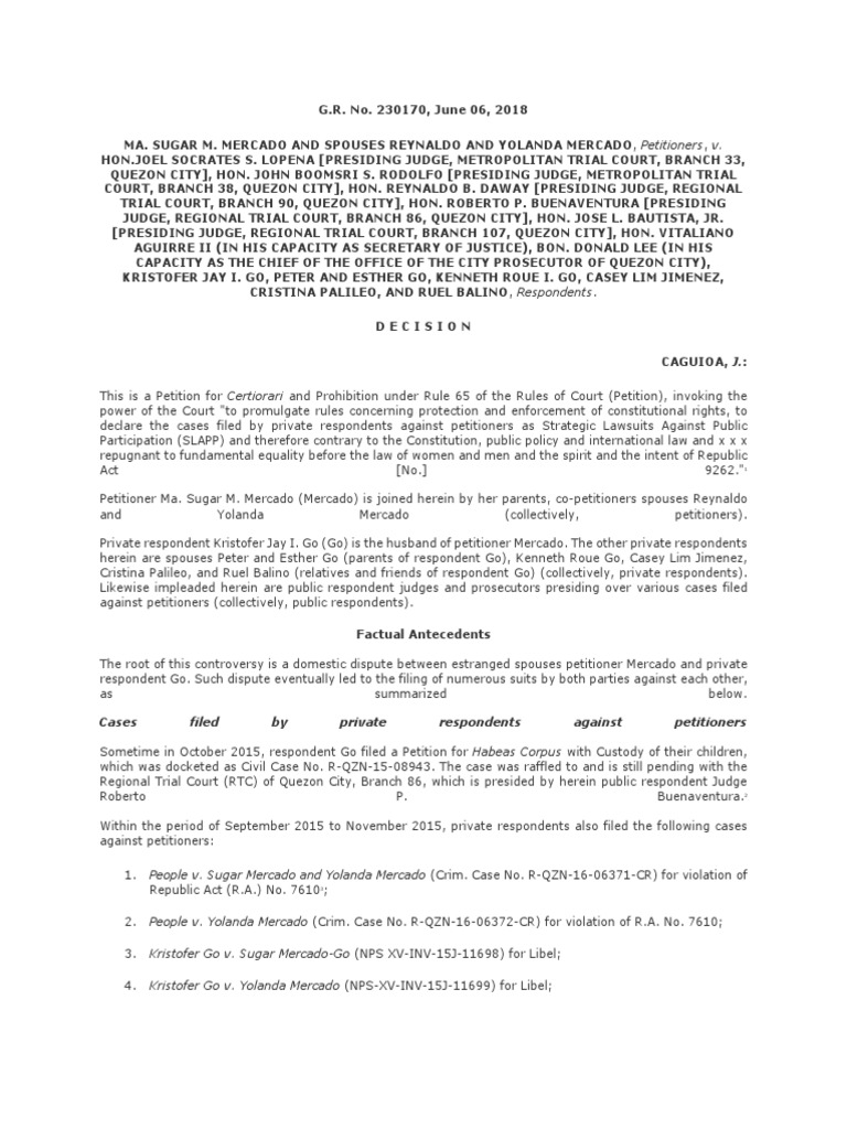 Certiorari Petition on SLAPP Cases | PDF | Writ Of Prohibition | Lawsuit