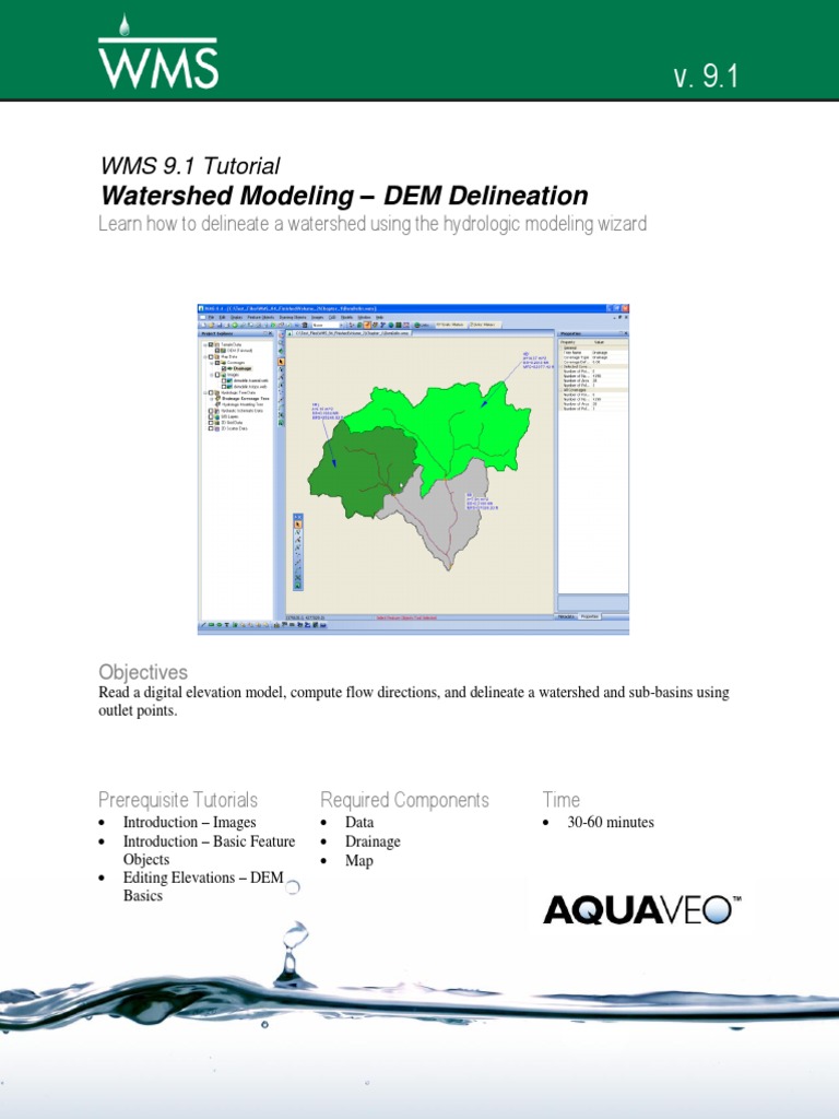 Watershed Modeling - DEM Delineation: WMS 9.1 Tutorial | PDF | Drainage ...