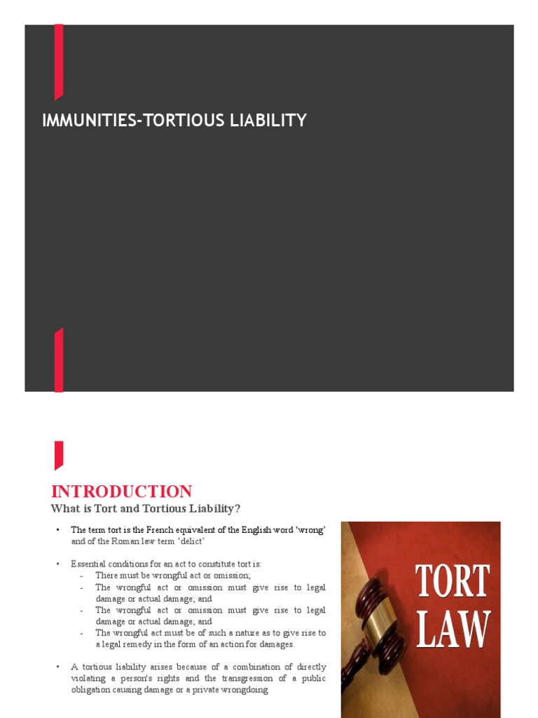 Immunities-Tortious Liability | PDF | Tort | Sovereign Immunity