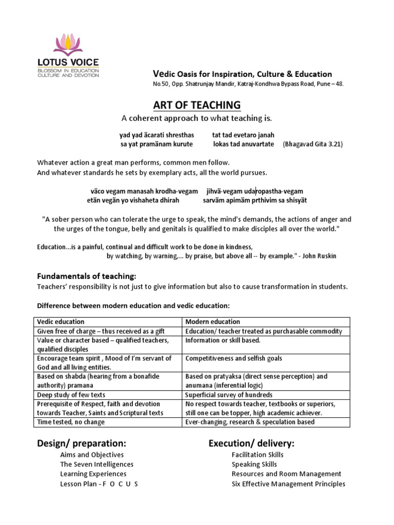 ART of TEACHING Handout Material 2 Page BGD STD | PDF | Learning ...