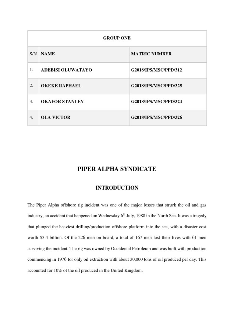 Group 1 Piper Alpha | PDF | Energy And Resource | Nature