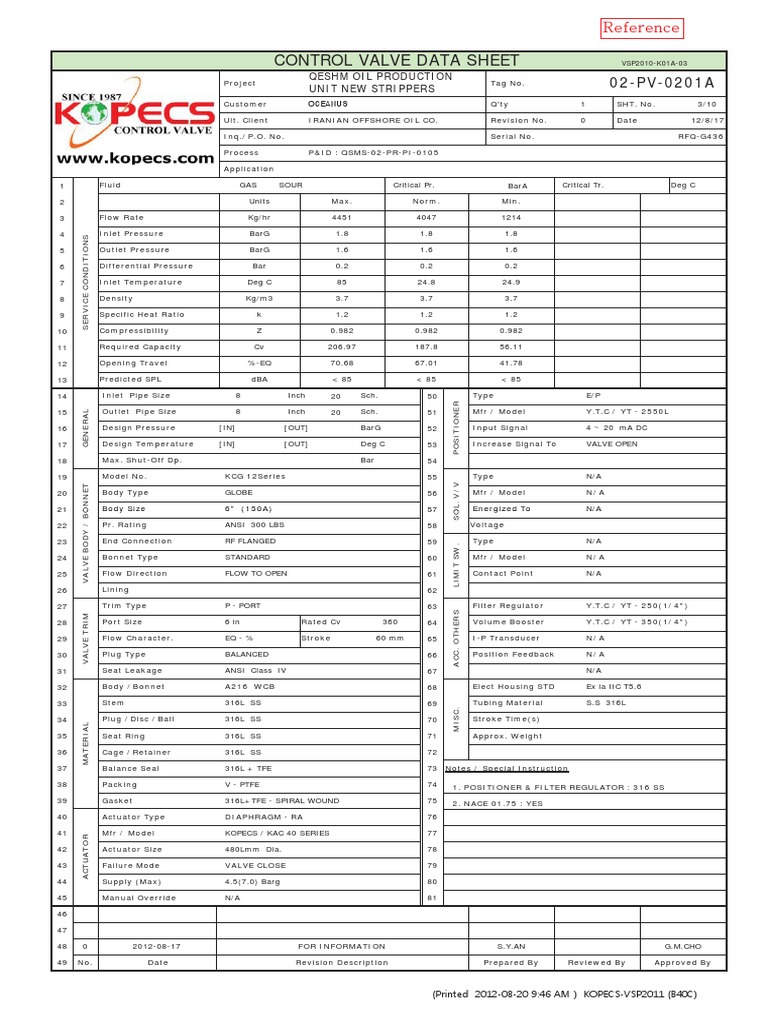 Data Sheet & Sizing Sheet | PDF | Valve | Flow Measurement