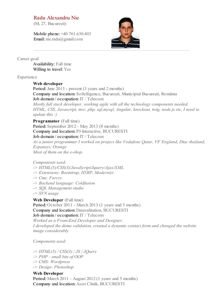 Radu Alexandru Nie | PDF | Html5 | Cascading Style Sheets