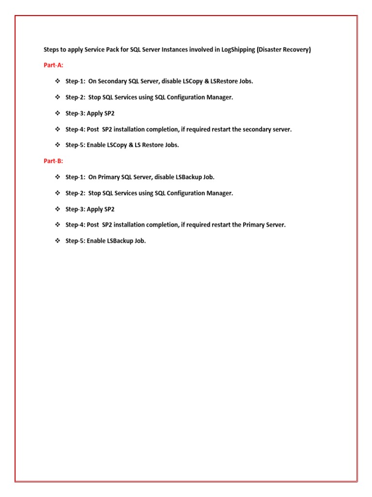Steps To Apply Service Pack For SQL Server Instances Involved in ...