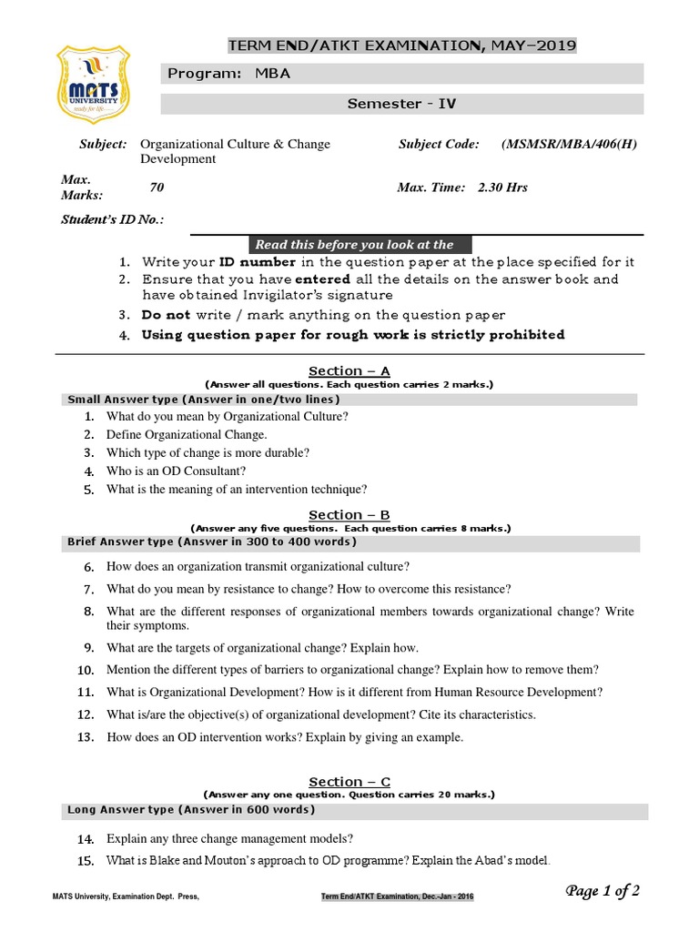 OCCD Paper FInal | PDF | Organization Development | Change Management