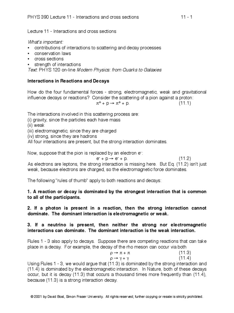 390 Lec 11 | PDF | Cross Section (Physics) | Quantum Field Theory