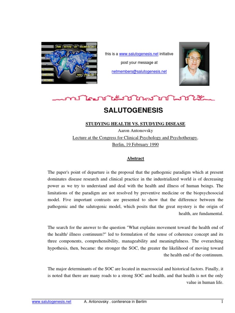 Salutogenesis: Ease Studying Dis - Studying Health Vs | PDF | Stress ...