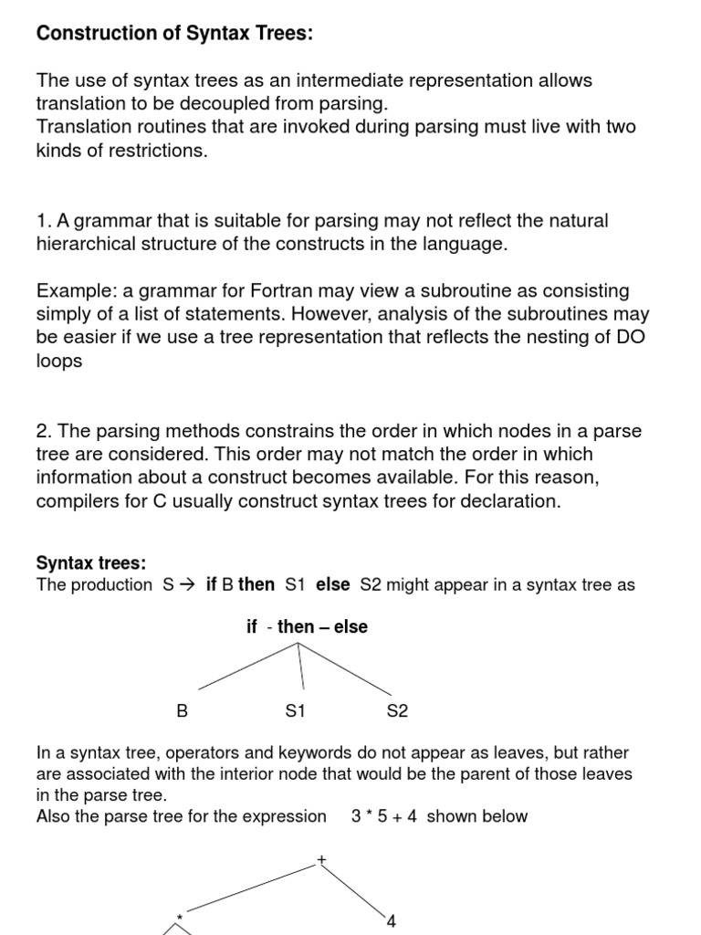 Construction of Syntax Trees | PDF | Parsing | C (Programming Language)
