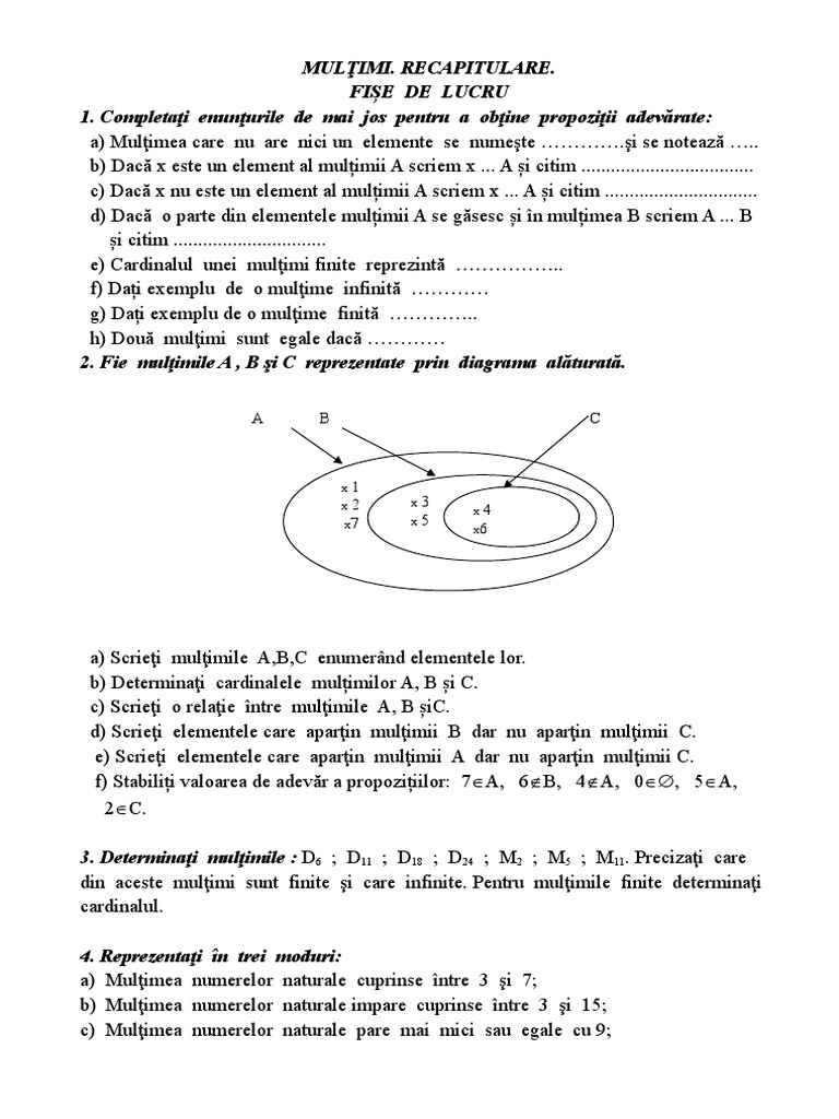 Multimi Recapitulare 2 2015 | PDF