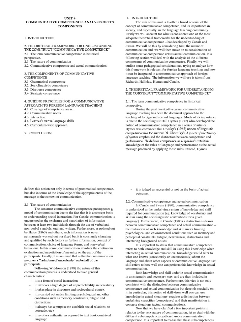 Components of Communicative Competence | PDF | Language Education | Second Language