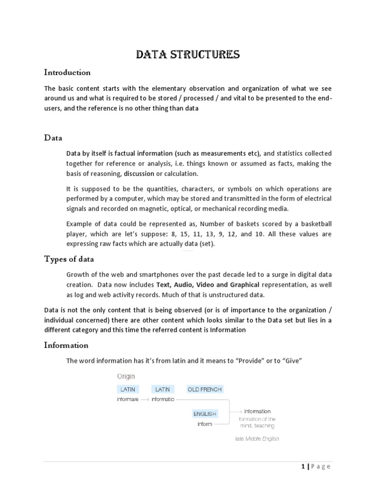 Data Structures: An Introduction to Organizing and Structuring Data for Storage, Retrieval, and ...