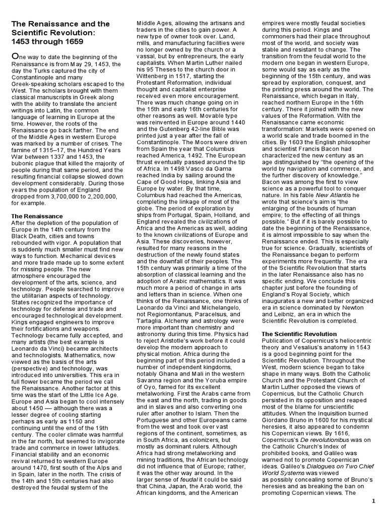 3.1. The Renaissance and The Scientific Revolution - HANDOUT | PDF ...