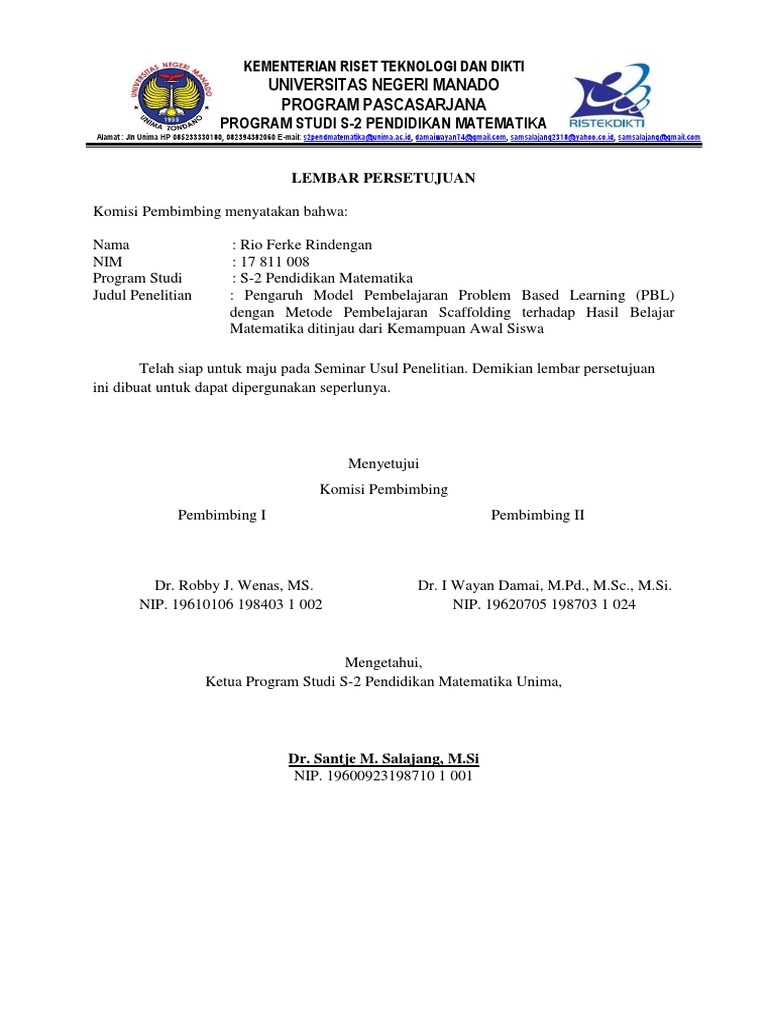 Lembar Persetujuan Proposal | PDF
