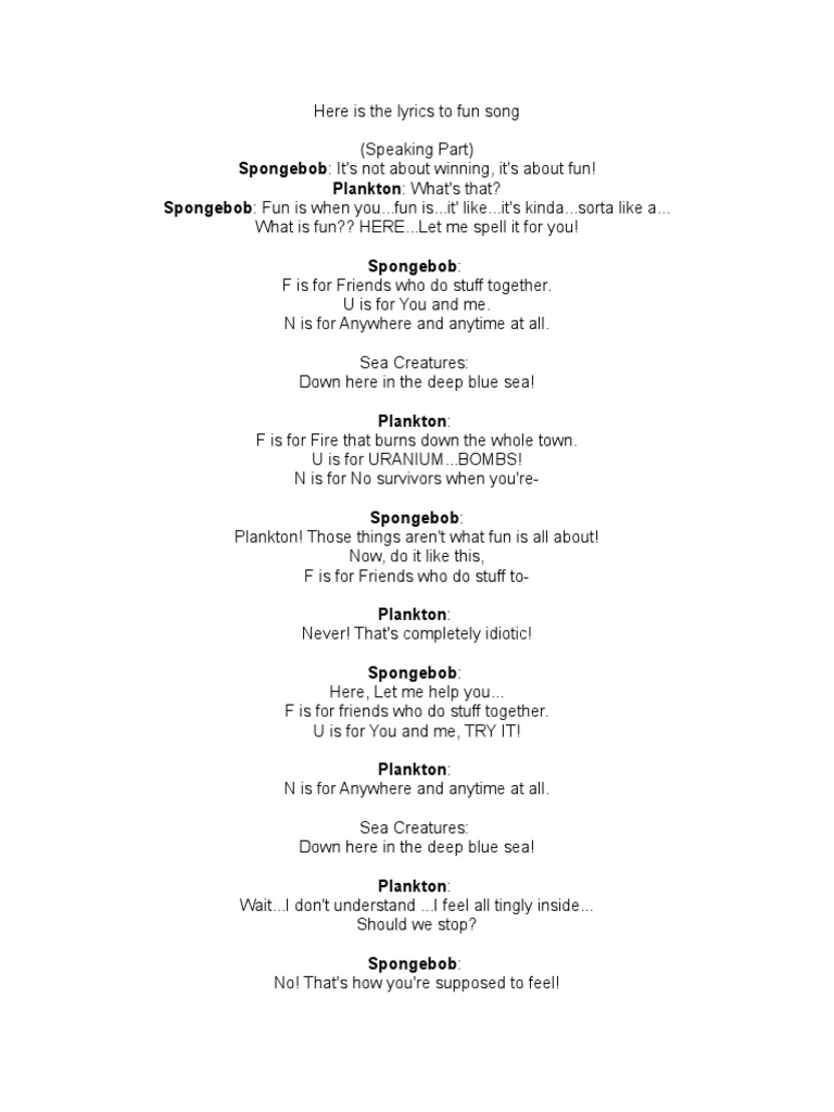 Here Is The Lyrics To Fun Song | PDF | Television Franchises | Nature