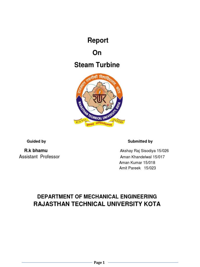 Report On Steam Turbine | Download Free PDF | Turbine | Boiler