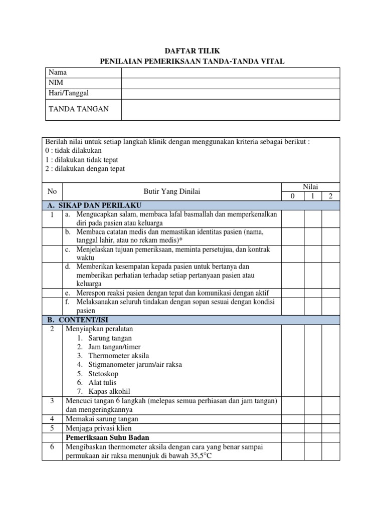Daftar Tilik TTV | PDF
