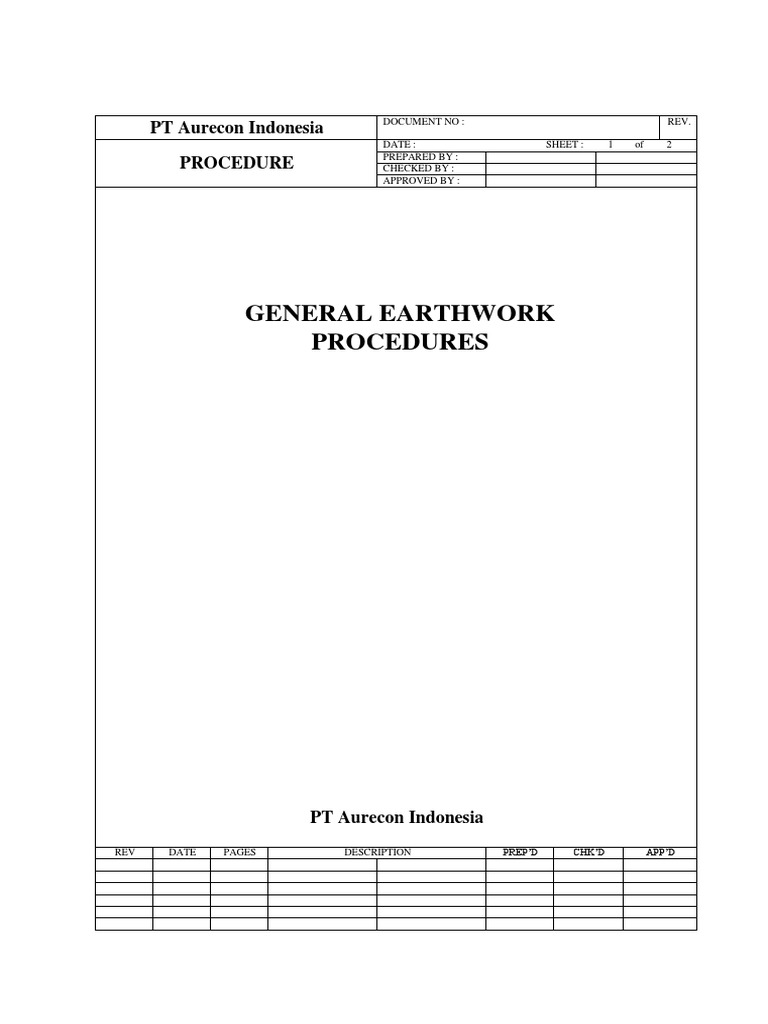 General Earthwork Procedures: PT Aurecon Indonesia Procedure | Download Free PDF | Specification ...