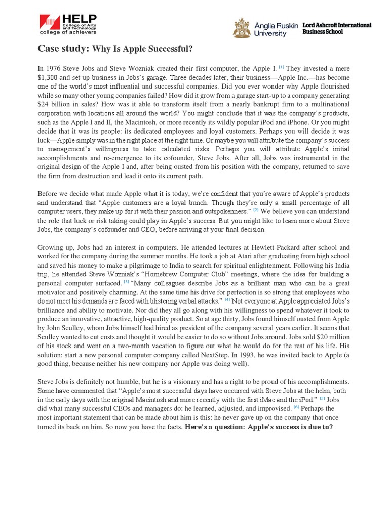 Case Study:: Why Is Apple Successful? | PDF | Apple Inc. | Steve Jobs