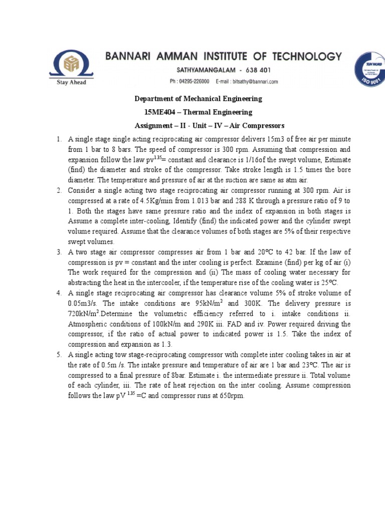 Thermal Engineering Assignment - II and OBT Questions | PDF | Turbine | Chemical Equipment