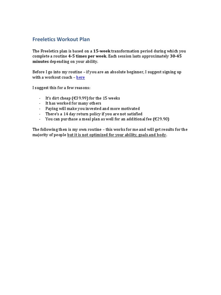 Freeletics Workout Plan PDF | PDF | Zeus | Dieting
