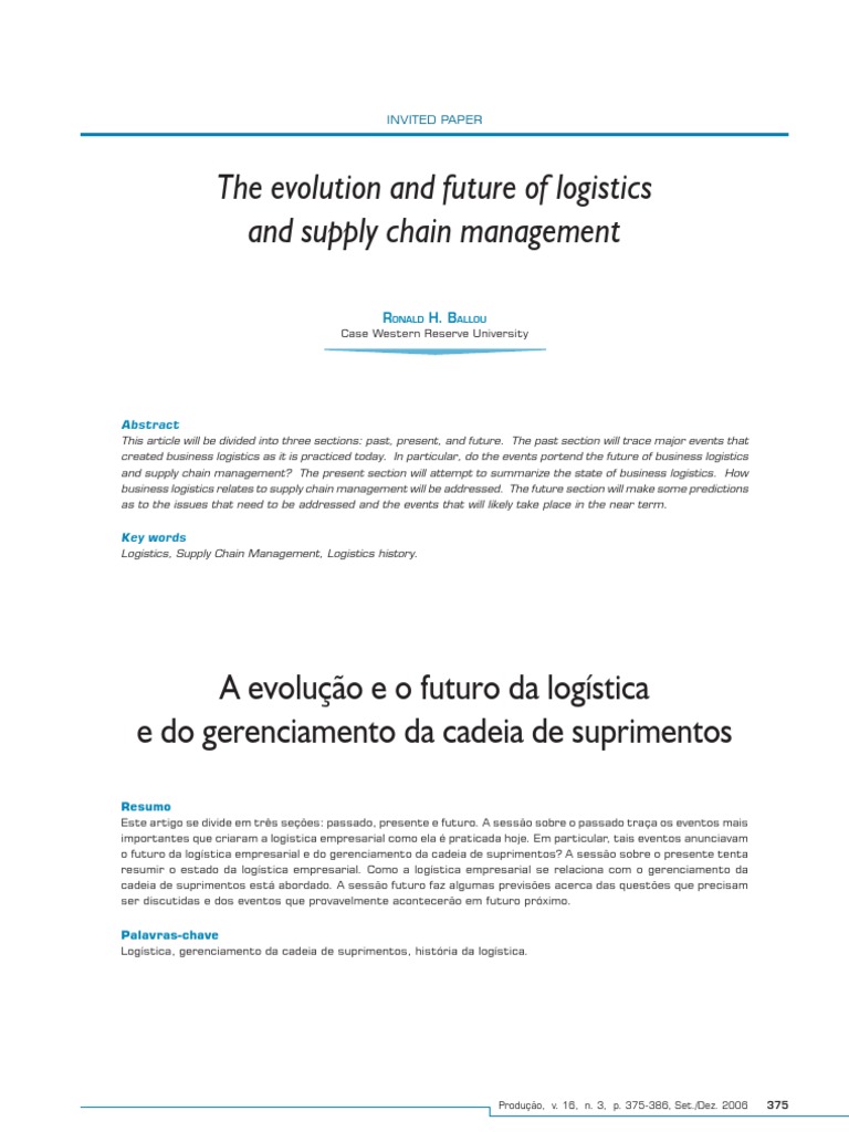 Evolution and Future of Logistics | PDF | Logistics | Supply Chain