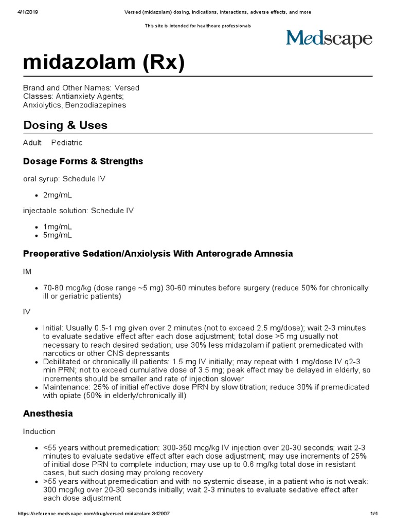 Dosing Guidelines, Indications, and Safety Information for the Sedative ...