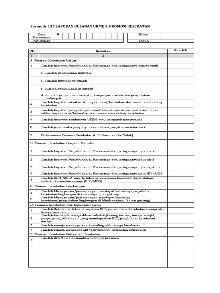 Laporan Bulanan Promkes | PDF
