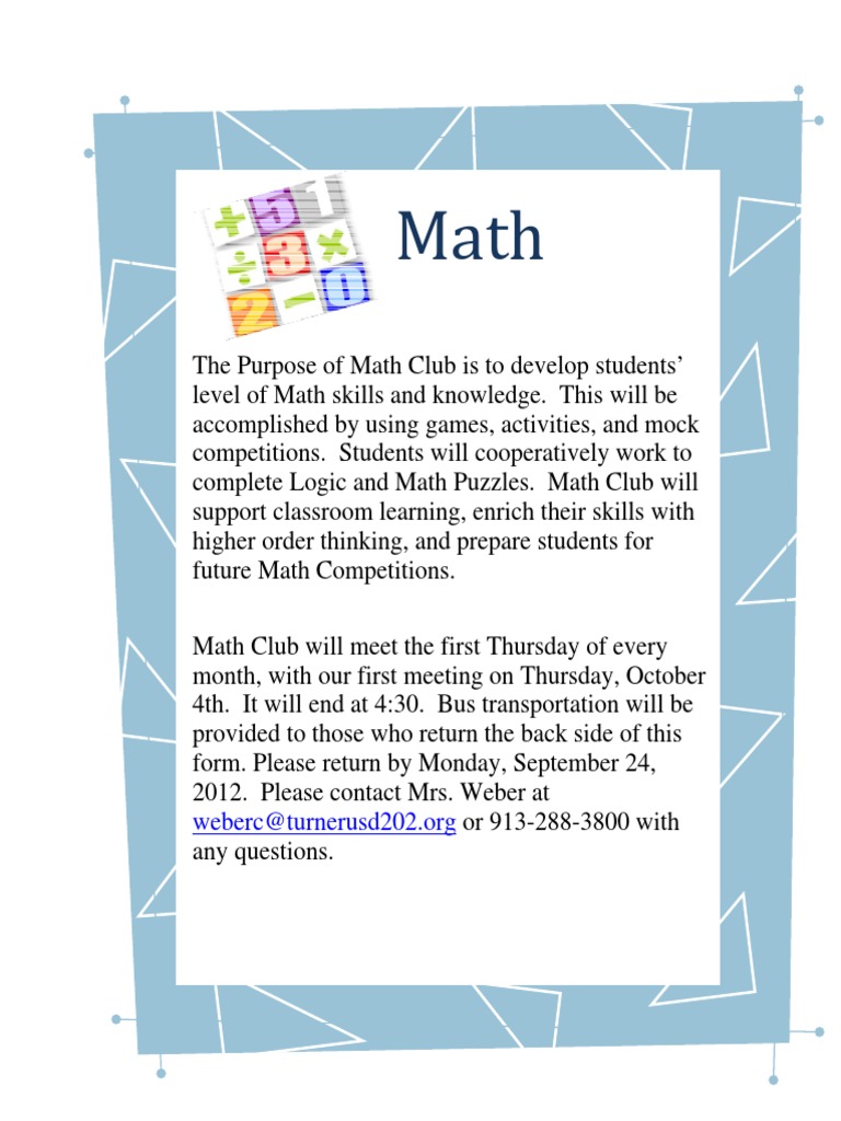 Math Club Flyer Sample PDF | PDF