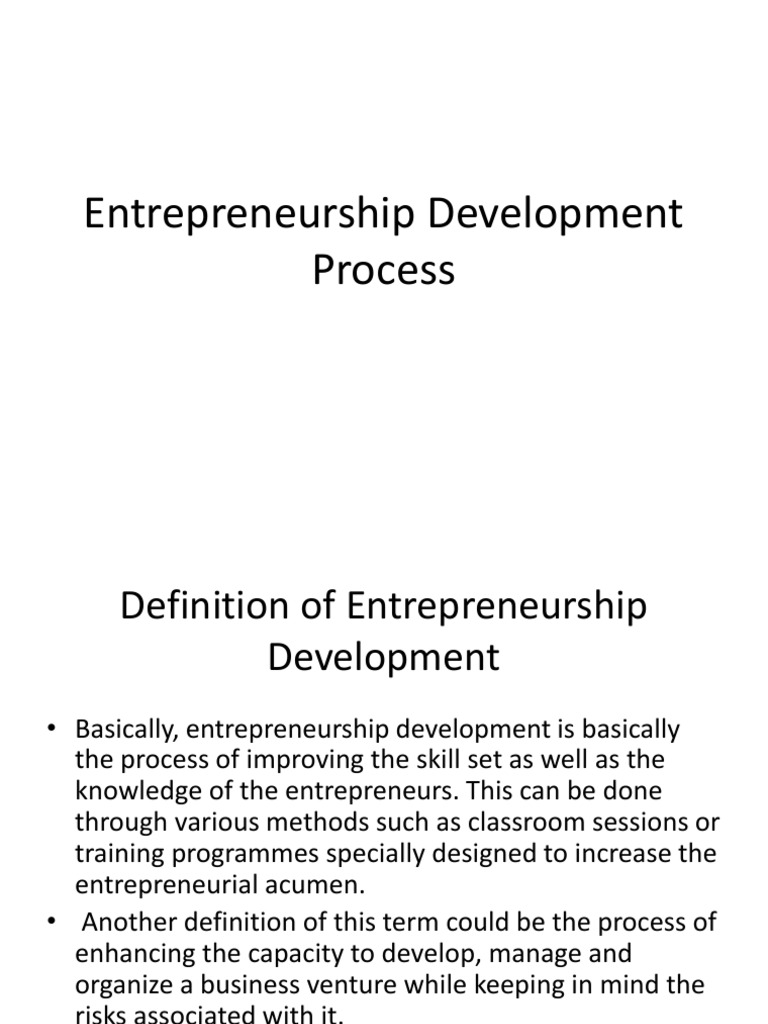 Entrepreneurship Development Process | PDF | Entrepreneurship | Change