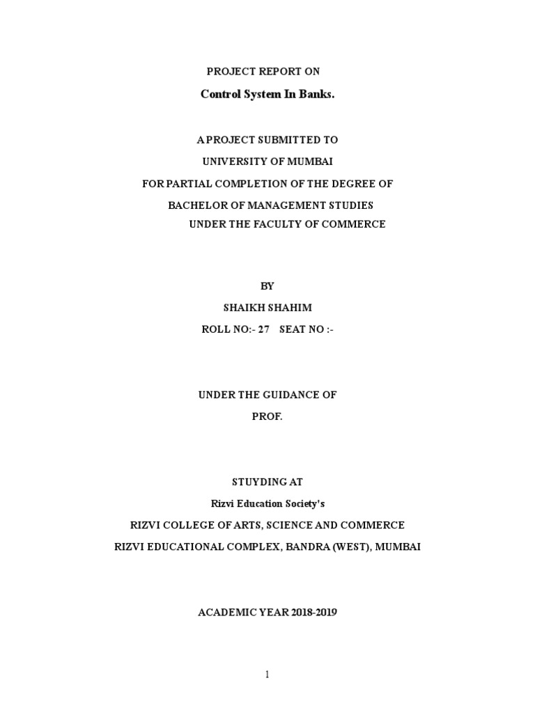 Black Book Project Contro System in Banks | PDF | Internal Control | Audit