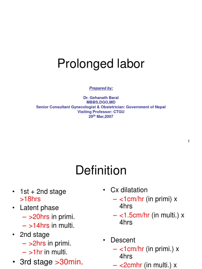 Lecture-15 Prolonged Labor | PDF | Childbirth | Motherhood