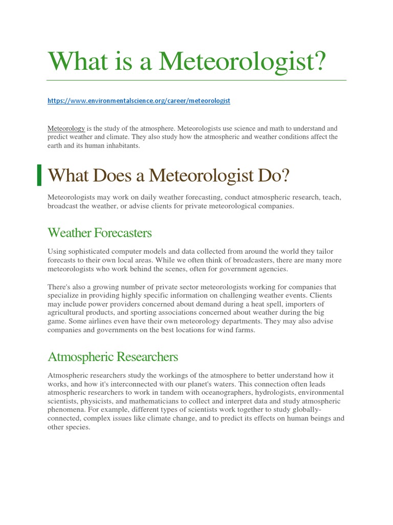 What Is A Meteorologist | PDF | Meteorology | Weather