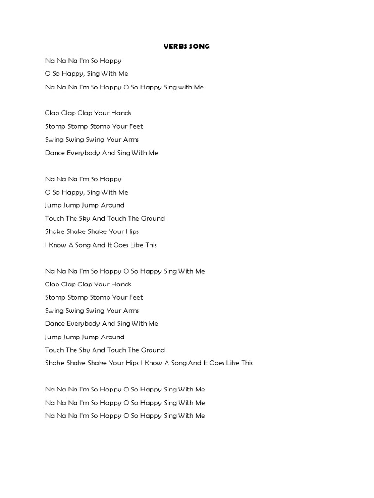 Helping Verbs Song Lyrics