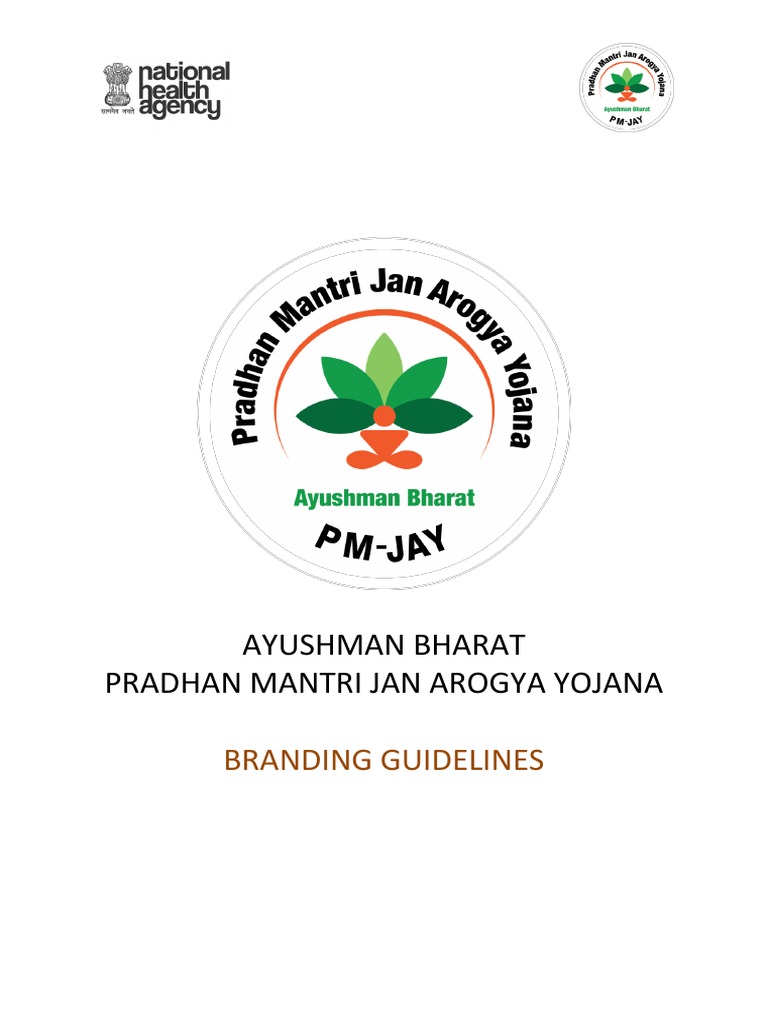 Ayushman Bharat PMJAY Branding Guide | PDF | Health Care | Logos