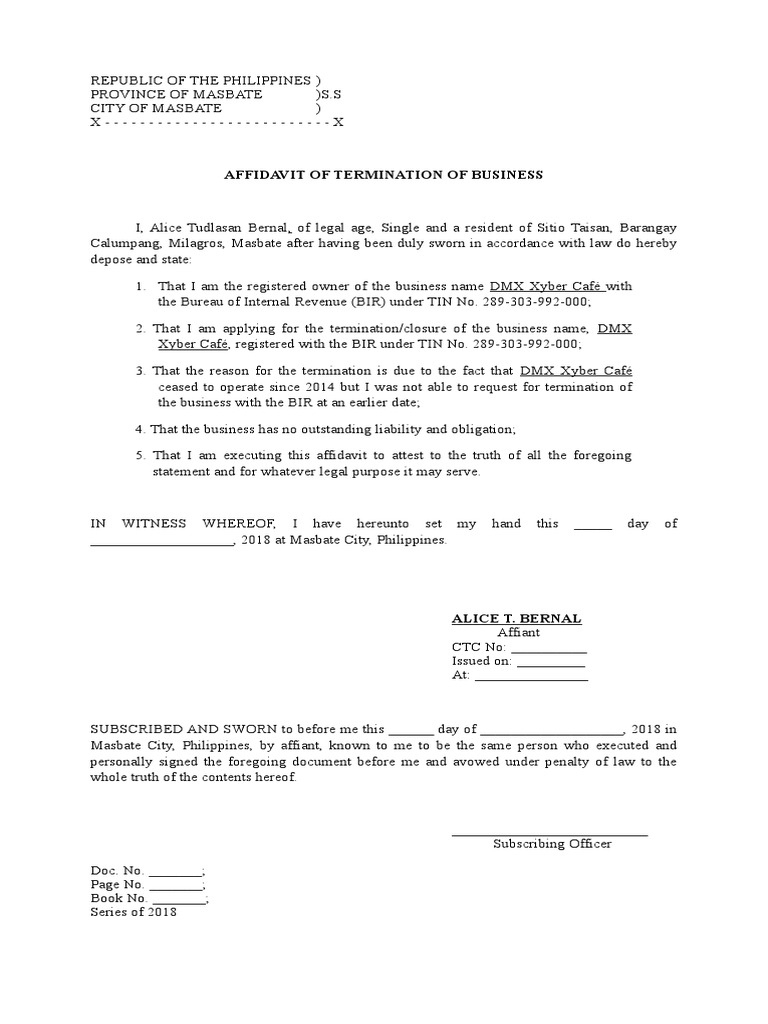 Sample-Affidavit-Of-Closure v2 | PDF | Affidavit | Virtue